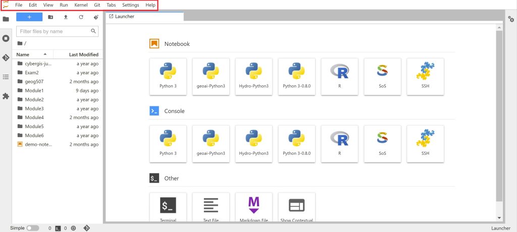 Introduction to the JupyterLab Interface - CyberGISX