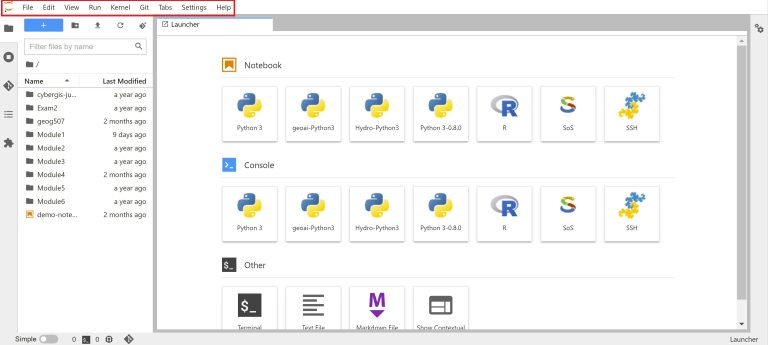 Introduction to the JupyterLab Interface - CyberGISX
